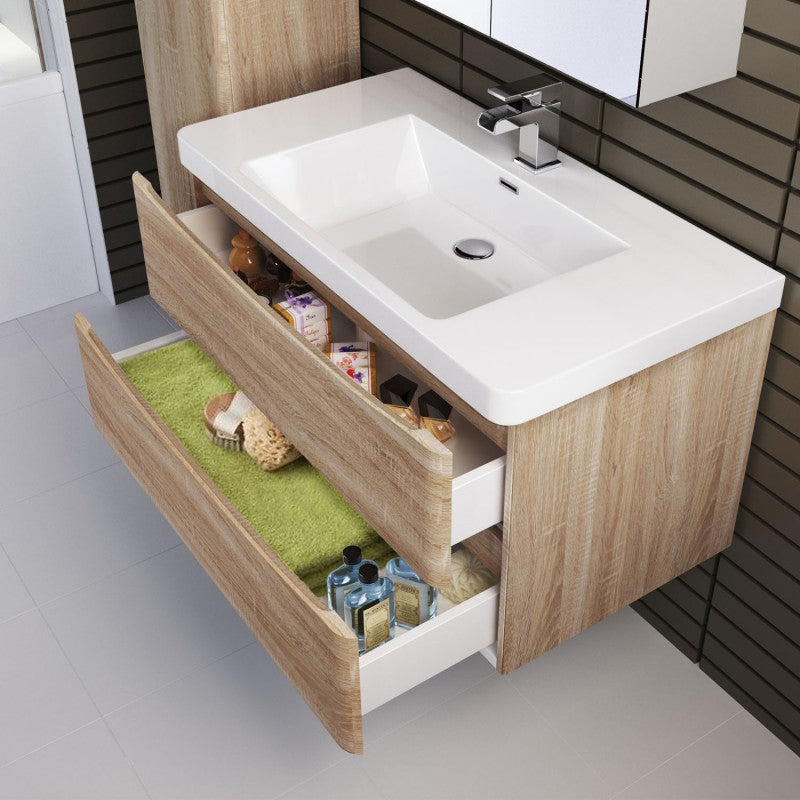 ANCONA Wall Hung Vanity White Oak 1200mm